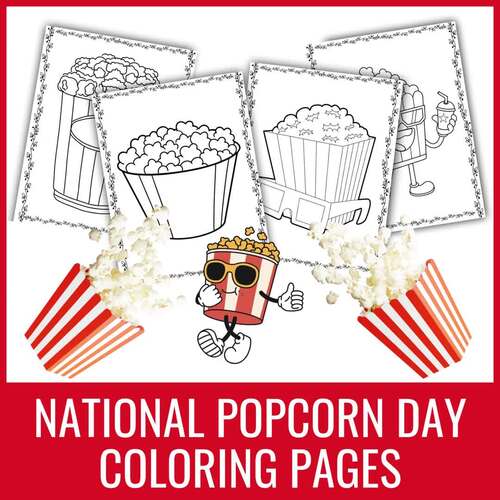 National Popcorn Day Coloring Pages | 20 Winter January Themed Activities