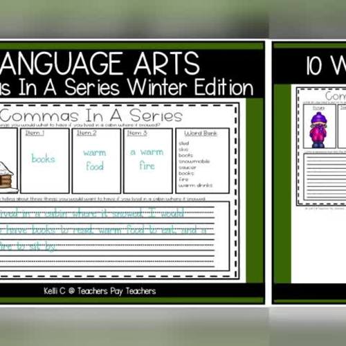 Commas In a Series Worksheets Winter Penmanship and Sentence Structure
