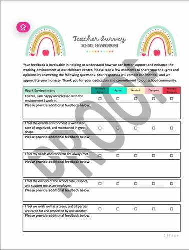 Survey for Teachers of School Environment by Admin 4 You | TPT