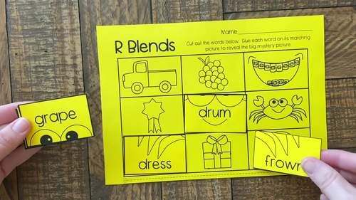 Beginning Blends Mystery Picture Worksheets: Cut and Paste Initial ...