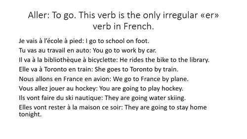 Leçon IV. Vidéo 2: Présent du verbe irrégulier "aller: to go" | TPT