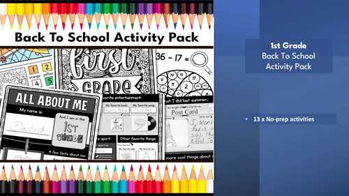 1st Grade Back To School Activities Pack including 3-Page All About Me ...