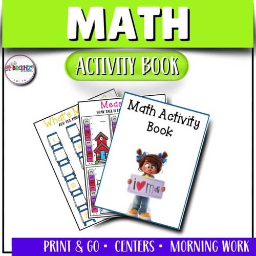 Math Activity Book for PreK–1st Grade | Print & Go Math Centers & Review