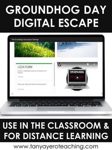 Groundhog's Day Digital Escape Room Math by Tanya Yero Teaching