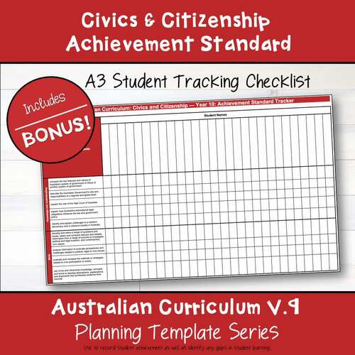 V9 Australian CIVICS & CITIZENSHIP ACHIEVEMENT STANDARD CHECKLISTS ...