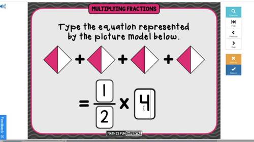 Multiplying Fractions Times Whole Numbers | Boom™ Cards | 4.NF.B.4