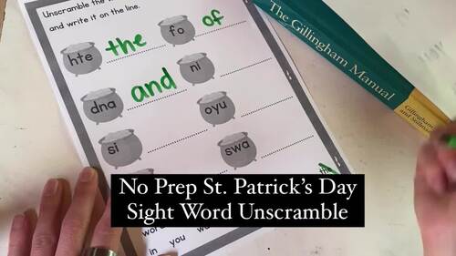 St. Patrick's Day Sight Word Worksheets Scaffolded and NO PREP | TPT