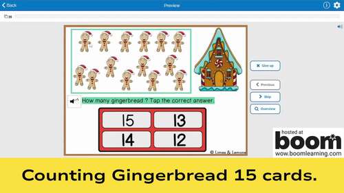Gingerbread Math Count Gingerbreads to 20 Winter Digital Boom Cards