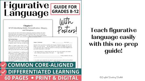 High School ELA Figurative Language Worksheets, Anchor Charts, Posters ...