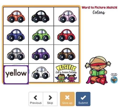 Colors | Word to Picture Matching | Boom Cards | Distance Learning