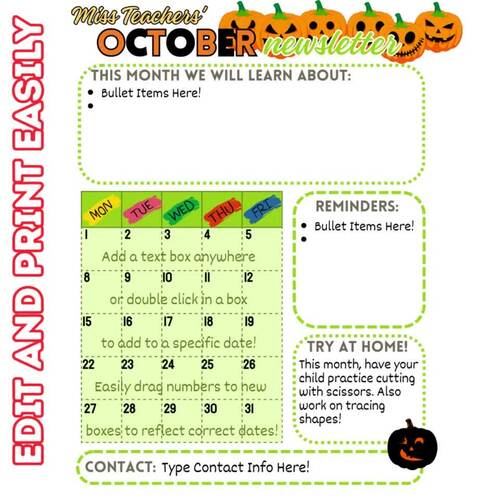 Monthly Newsletter, 10 month newsletter template bundle by ...