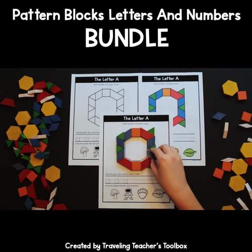Pattern Blocks Lowercase and Uppercase Letters, and Numbers 0-10 BUNDLE