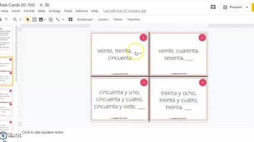 Spanish Number Task Cards 20-100 | High School Activity | Los números ...