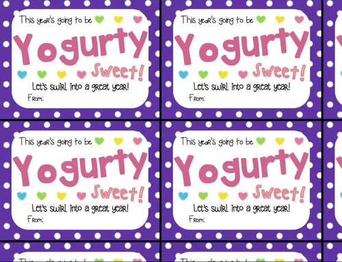 Yogurt Beginning of Year Gift Tag- This year's going to be Yogurty ...
