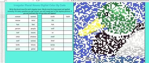 Irregular Plural Nouns Digital Mystery Pixel Picture by Edit or Regret It