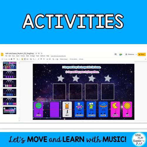 Rhythm Google Slides Drag & Drop Activity: {Sixteenth Notes} Space Aliens