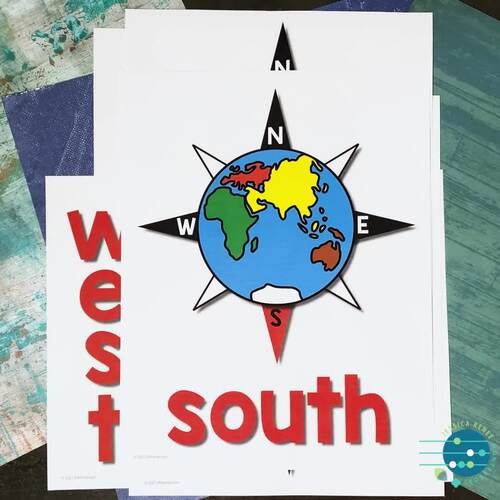 Geography Cardinal Directions Posters and Worksheets | TPT