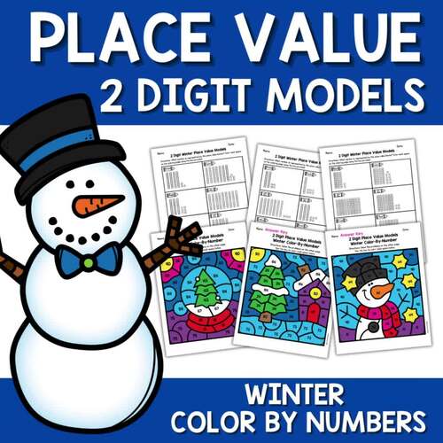 Winter Place Value Color by Number 2 Digit Base 10 Blocks Fun ...