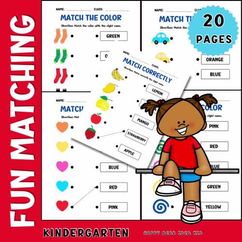 Fun Matching Worksheets - Fruits and Vegetables and Colors | TPT