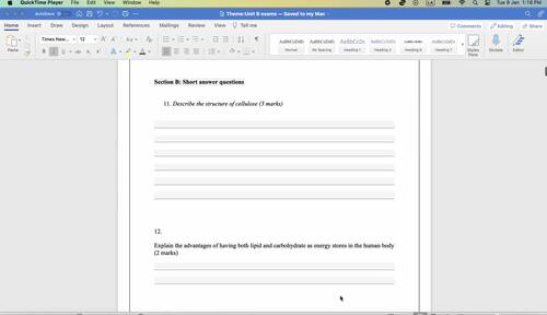 IB Biology: Theme/Unit B end of unit exams bundle (first exams 2025)