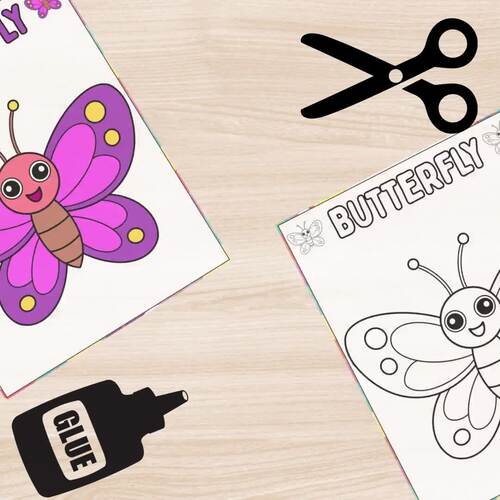 Butterfly Craft Template-Spring Bulletin Board Craft-Insect Cut & Paste ...