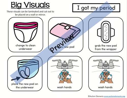 Period or Menstruation Visuals & Checklist- Visuals- Autism & SPED ...