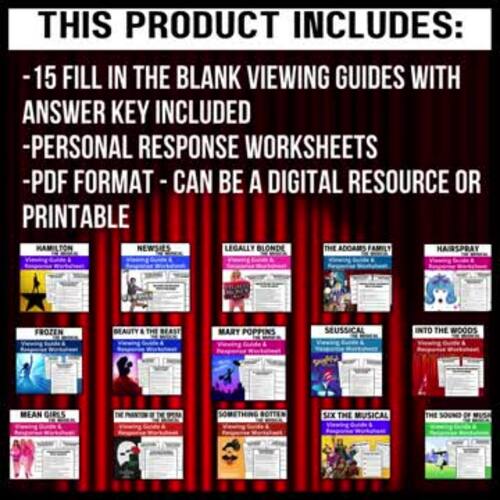 Broadway Bundle → 15 Musical Theatre Viewing Guides & Response Worksheets