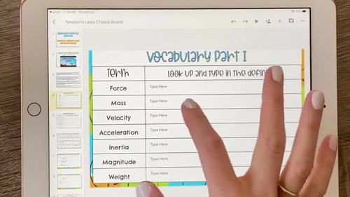 Newton's Laws of Motion Digital Lesson and Choice Board | Distance Learning