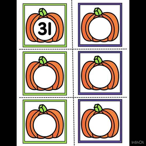 October Monthly Pumpkin Pocket Chart Calendar Cards | Numbers 1–31