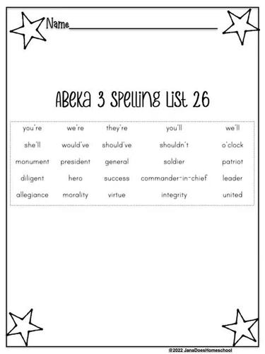 Abeka Spelling & Poetry 3 List 26 - 6th Edition - Practice with ...