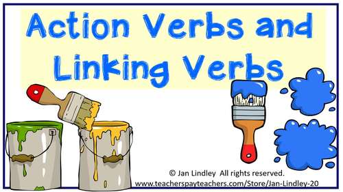 Action and Linking Verbs Power Point Lesson with Printable Student Page