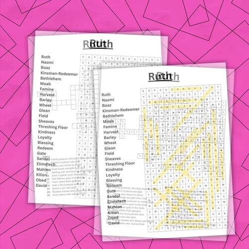Ruth Bible Activities | Word Search Crossword Word Jumble for Kids