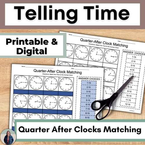Telling Time Quarter After with Analog Clocks Activities for Functional ...
