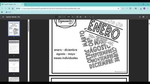 Progress Monitoring | Color In Tracker Spanish| Daily Tracker | Monthly