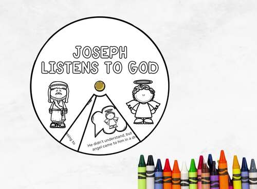 Joseph Listens to God, Christmas Bible Spinning Wheel Craft for Sunday ...