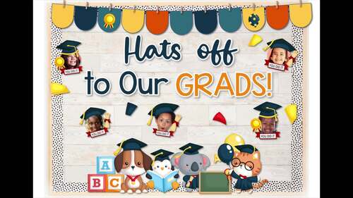 Graduation / End of Year Bulletin Board Animal Themed + Photo Craft ...