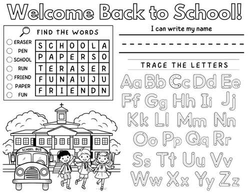 Printable Activity Placemats for Kids | Fun Printable Games for School ...