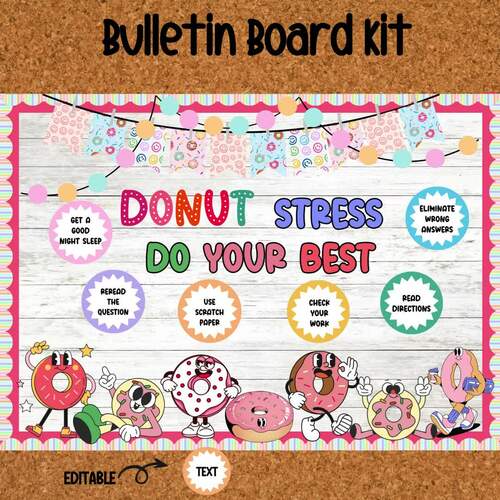 Donut Themed Test Prep Tips Bulletin Board Kit , End Of The Year ...