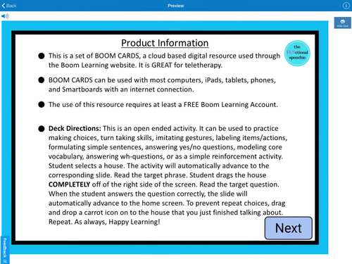 Open Ended Activity Bunny Bunny Come Out BOOM Card Deck for Speech Language