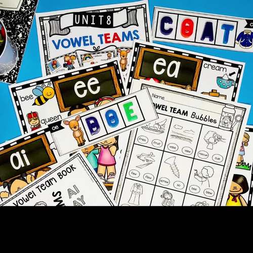Vowel Teams - Kindergarten - First and Second Grade Phonics Unit - Long ...
