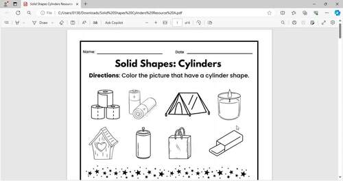 3D Shapes Worksheets: Cylinders ( 3 Differentiated Worksheets for ...