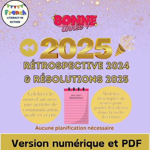 French New Year Goal Setting - Nouvelle année résolutions 2025 | TPT