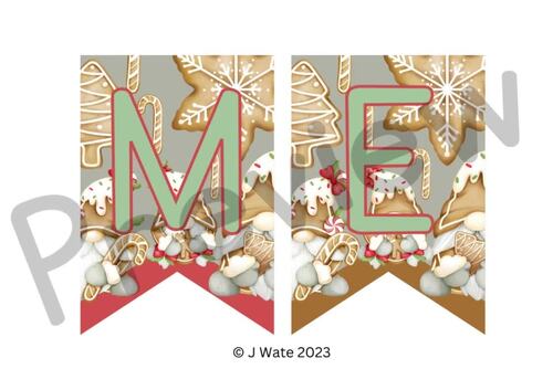 Gingerbread Gnomes Printable Christmas Bunting Banner & Festive ...