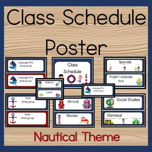 Class Schedule Editable| Back to School| Poster| Nautical theme | TPT