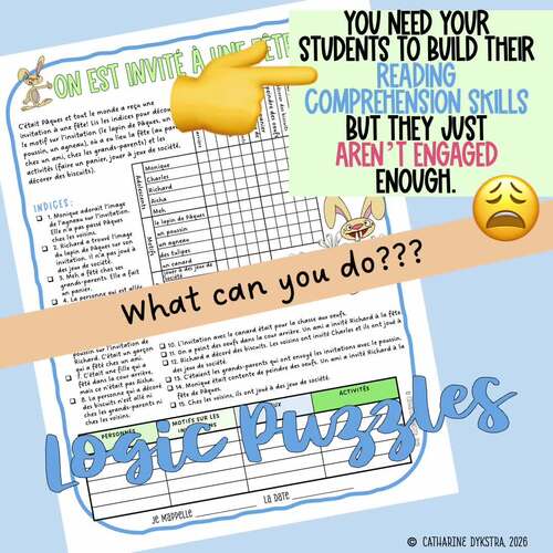 9th 10th Grade French Reading Comprehension Logic Puzzles Pâques Easter ...