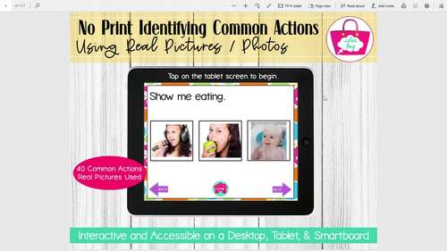 No Print Identifying Actions with Real Pictures (Speech) Distance Learning