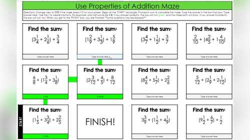 Add Fractions Using Properties of Addition Printable and Digital Activities