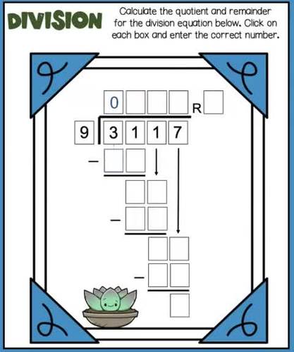 4 Digit by 1 Digit Long Division with Remainders Google Slides and ...