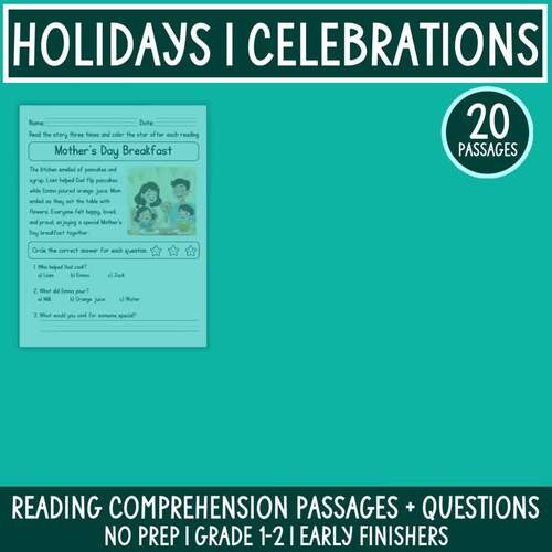 SEL Reading Comprehension Worksheets Celebration Short Stories PreK ...