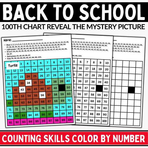 ️Back to School hundreds chart mystery pictures Counting Skills Color ...